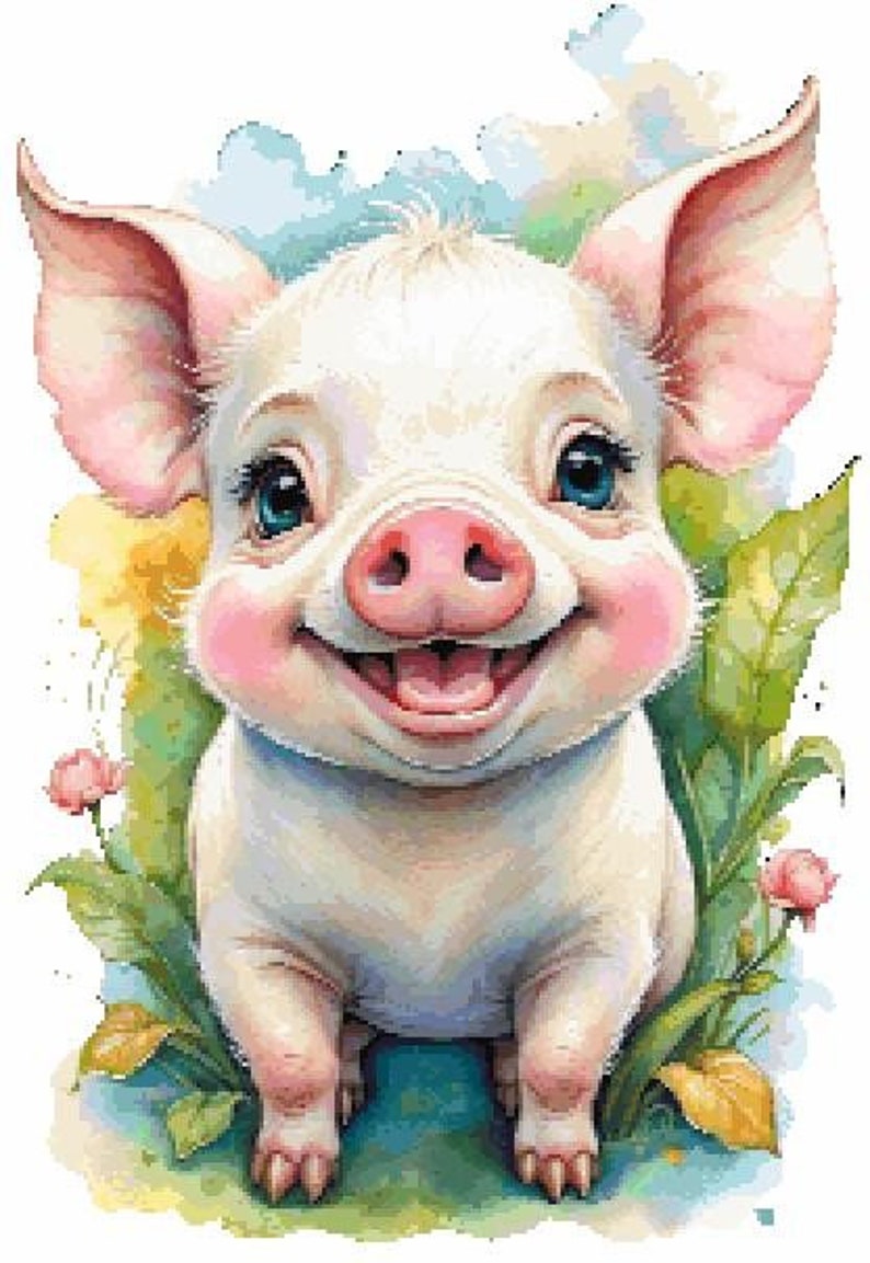 Cute Piglet Cross Stitch, NO BACKGROUND. Instant Download PDF, Counted ...