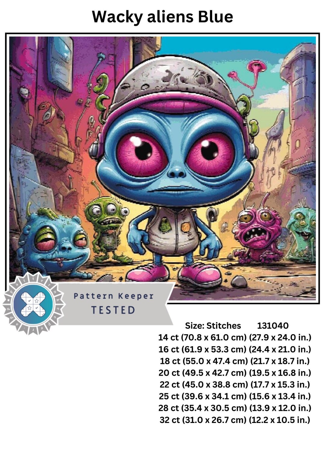 Wacky Aliens Cross Stitch Pattern Full Coverage, Instant Download PDF ...