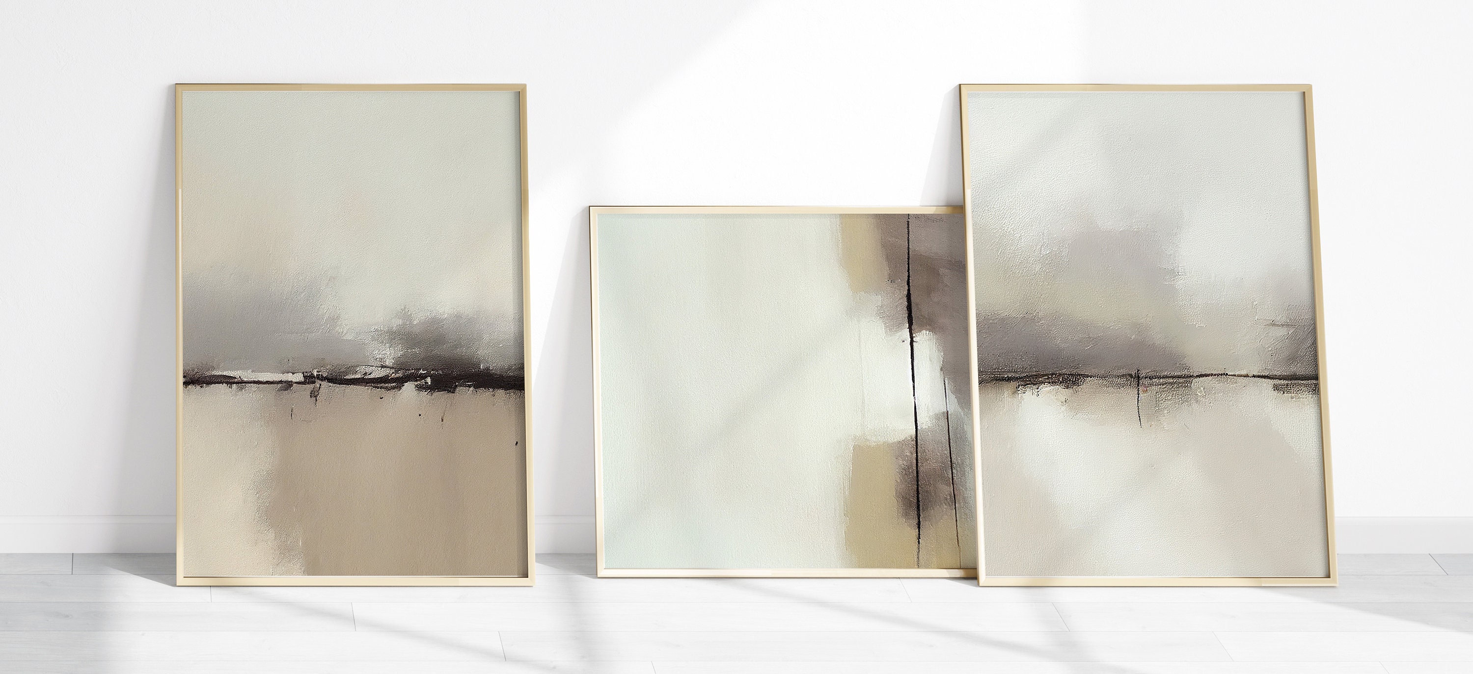 Minimalist Neutral Abstract Printable Wall Art Set of 3 - Etsy