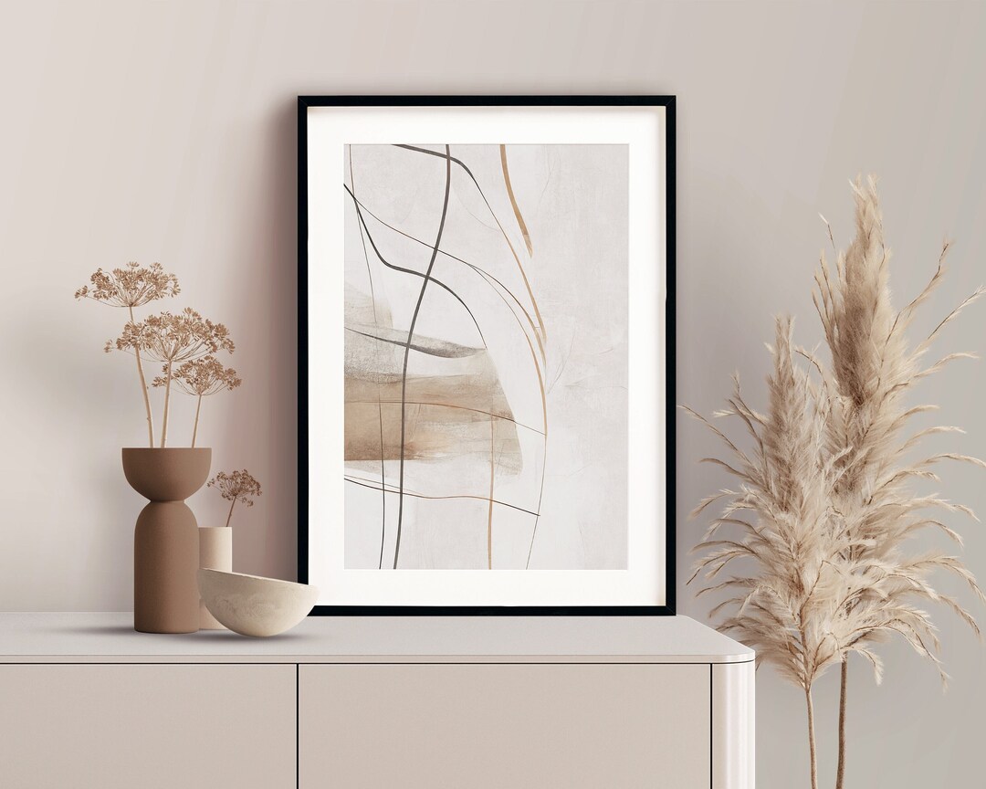 Neutral Abstract Line Art Prints: Beige Modern Gallery Wall (digital ...