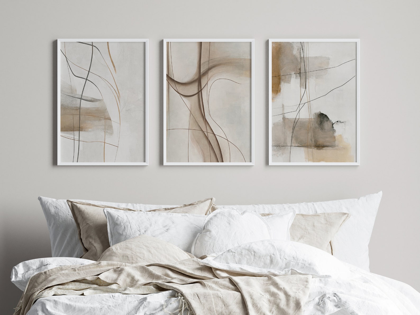 Neutral Abstract Art Prints: Minimalist Gallery Wall Set (digital ...