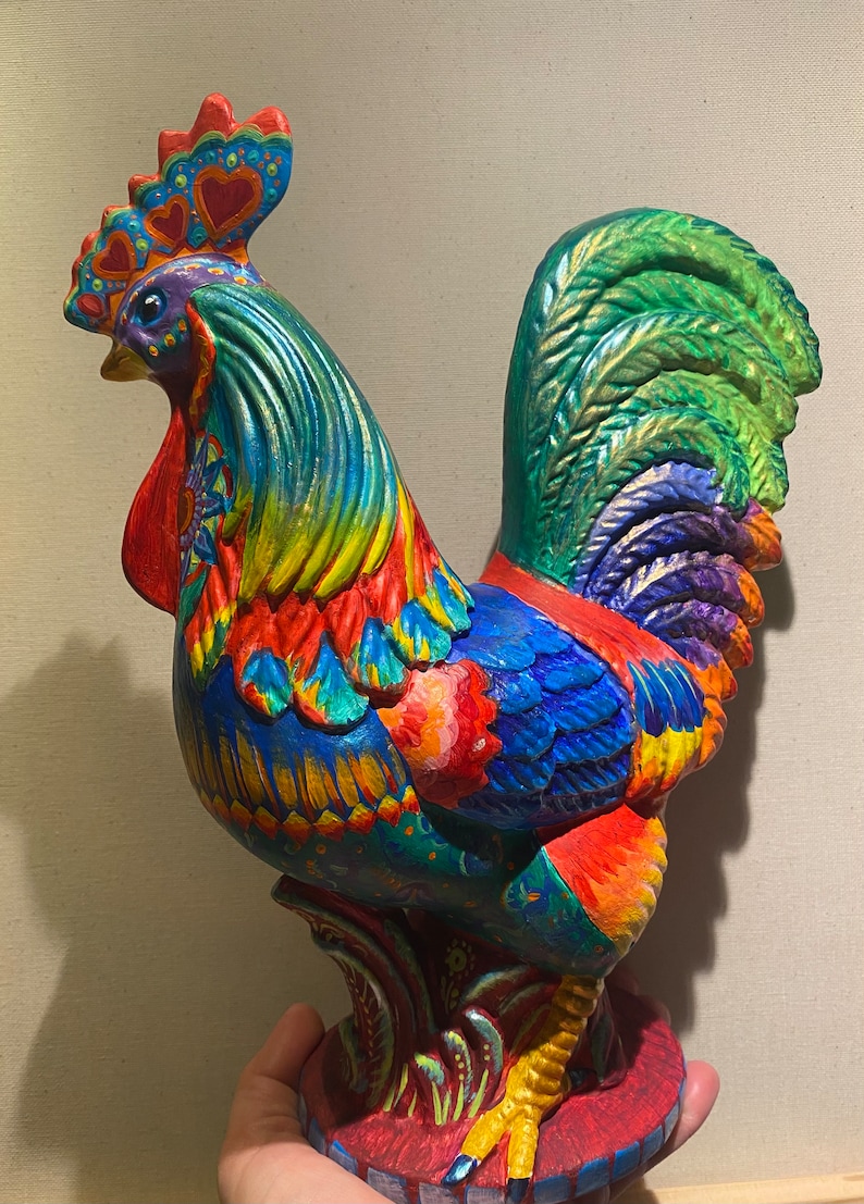 The Rooster Folk Art Sculpture - Etsy Canada