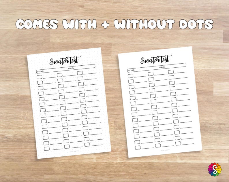 Swatch Test Sheet | Swatch Test Printable | Swatch Test Page | Swatch ...