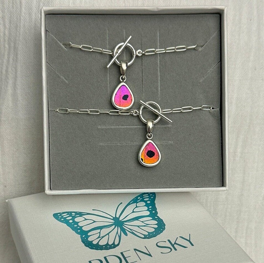 Mother Daughter Matching Sterling Silver Real Butterfly Wing Necklace ...