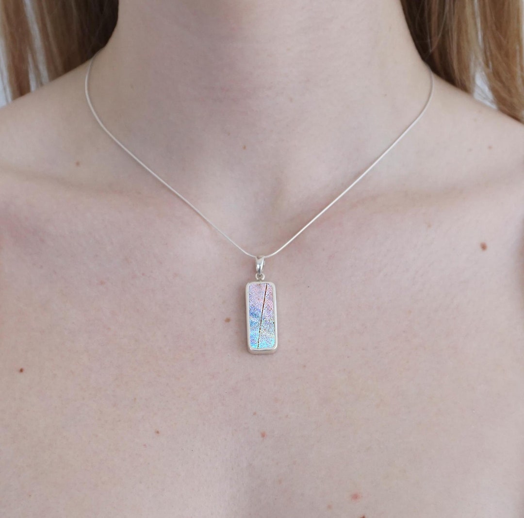 Genuine Pink Morpho Sulkowskyi Butterfly Wing Geometric Pendant ...