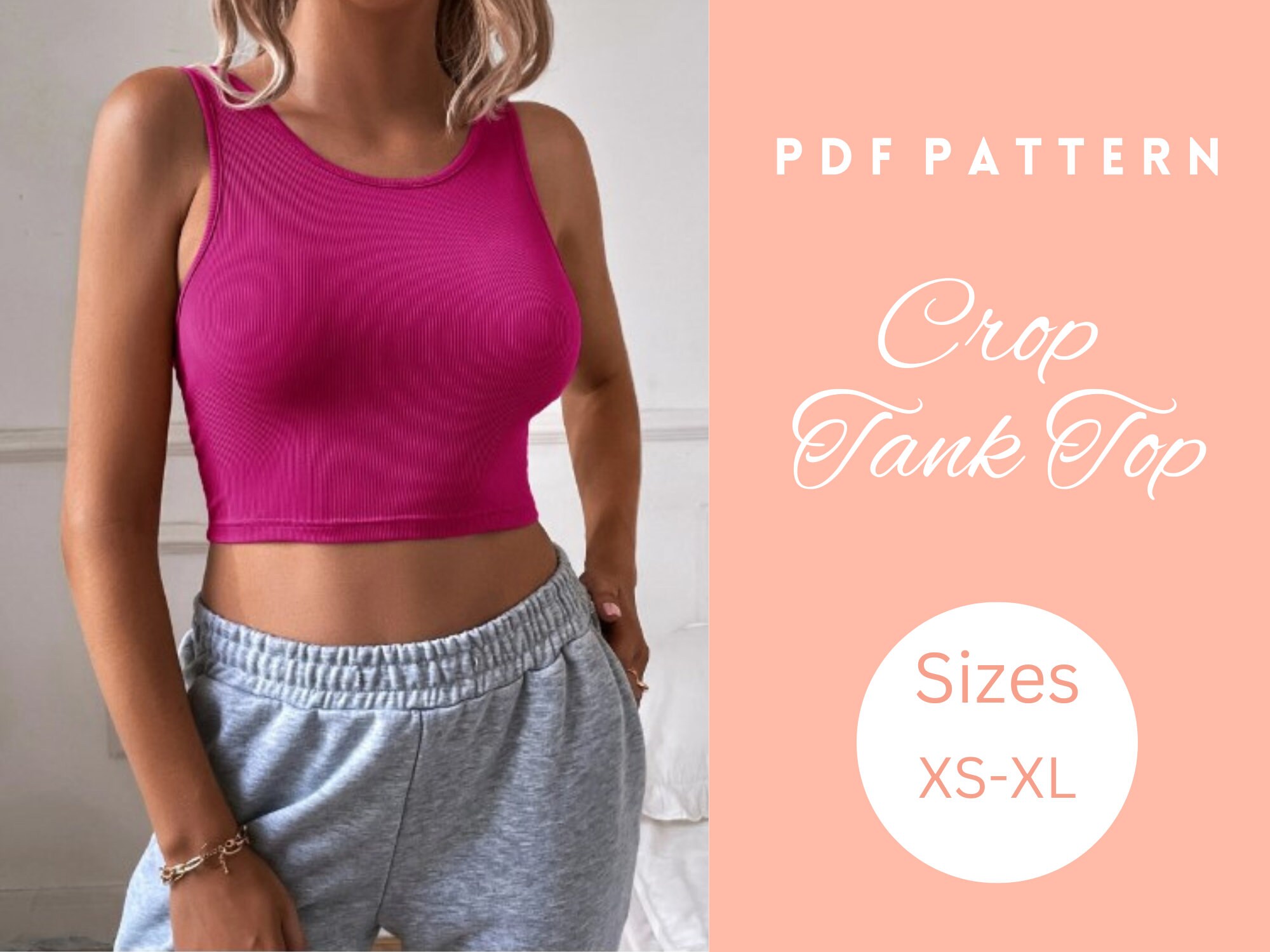 Crop Tank Top Sewing Pattern Tank Top Sewing Pattern PDF - Etsy