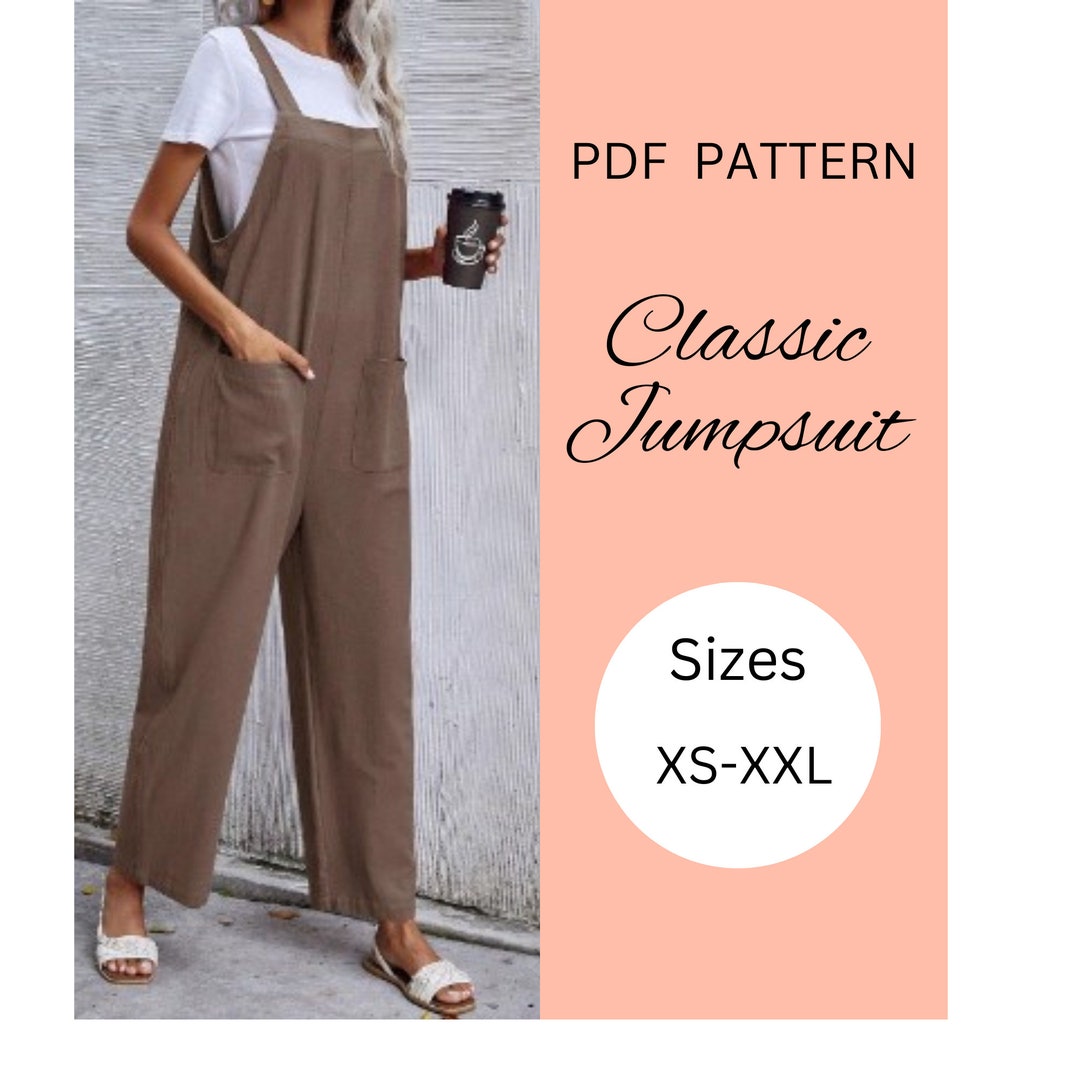 Classic Jumpsuit Sewing Pattern, Jumpsuit Sewing Pattern, Dungaree ...