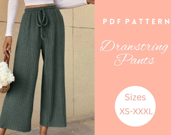 Drawstring Pants Sewing Pattern, Pants Sewing Pattern, Drawstring Pants, PDF Download - Etsy