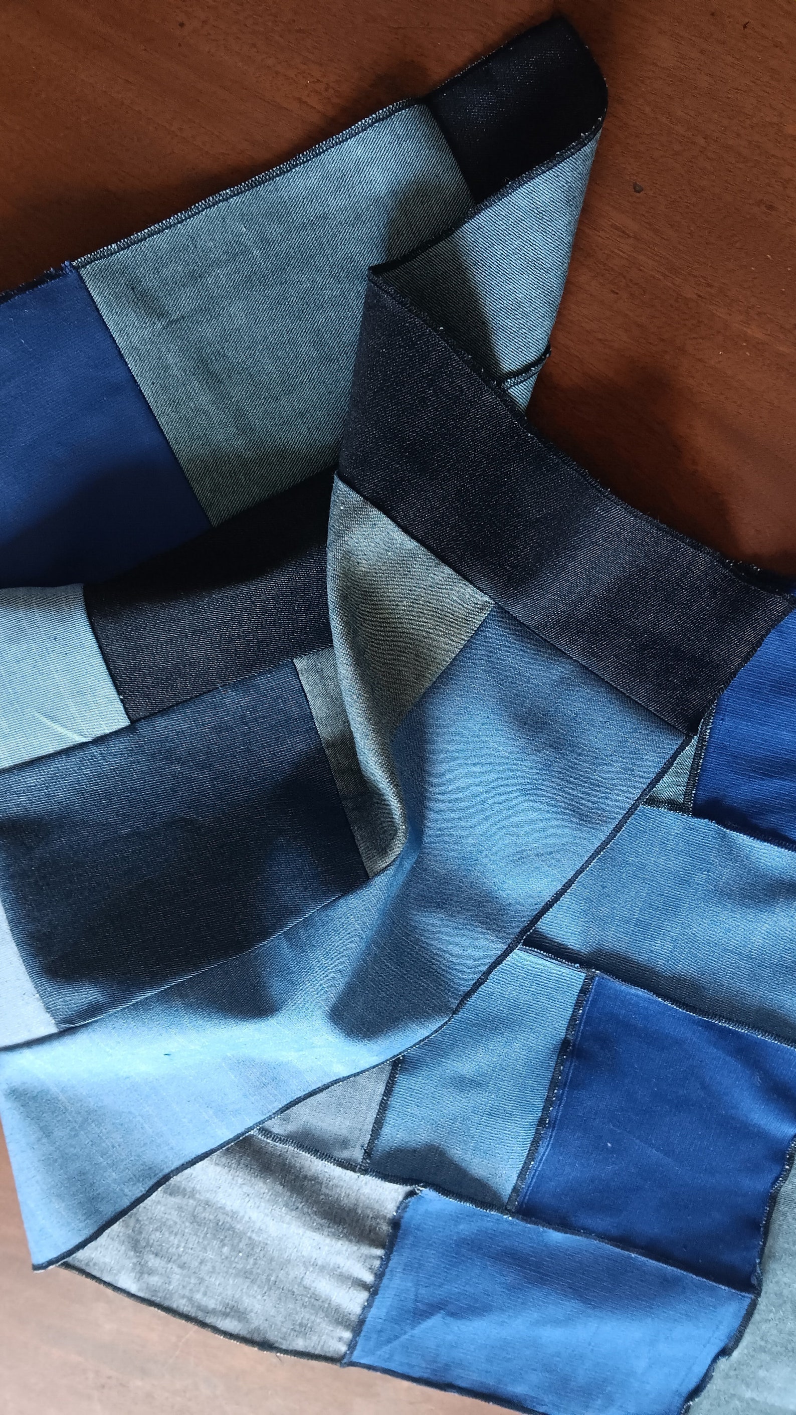 Patchwork Upcycled Fabric, Denim Patchwork, Upcycled Home Decor, Handmade Unique Upcycled Fabric ...