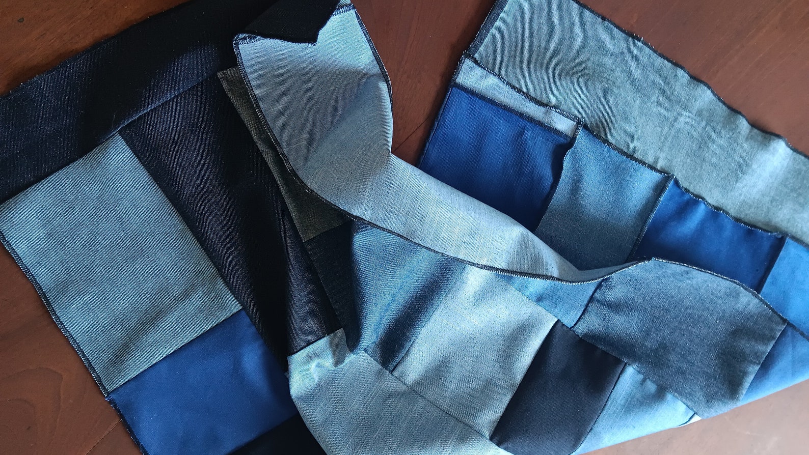 Patchwork Upcycled Fabric, Denim Patchwork, Upcycled Home Decor, Handmade Unique Upcycled Fabric ...