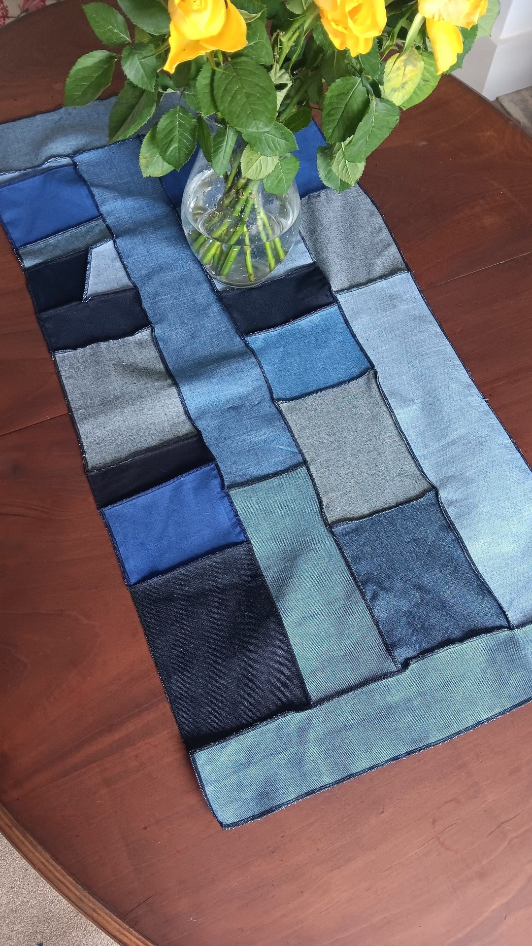 Patchwork Upcycled Fabric, Denim Patchwork, Upcycled Home Decor ...