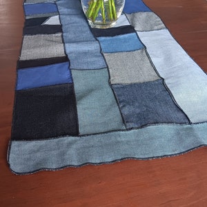 Patchwork Upcycled Fabric, Denim Patchwork, Upcycled Home Decor, Handmade Unique Upcycled Fabric ...