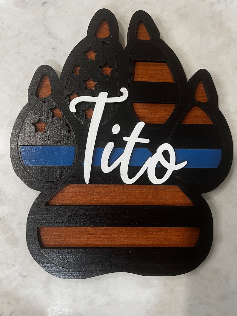 Police K9 Paw, Thin Blue Line, Custom Wood Police Gift, K9 Handler ...