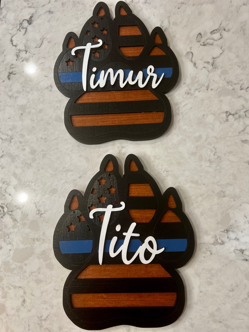Police K9 Paw, Thin Blue Line, Custom Wood Police Gift, K9 Handler ...