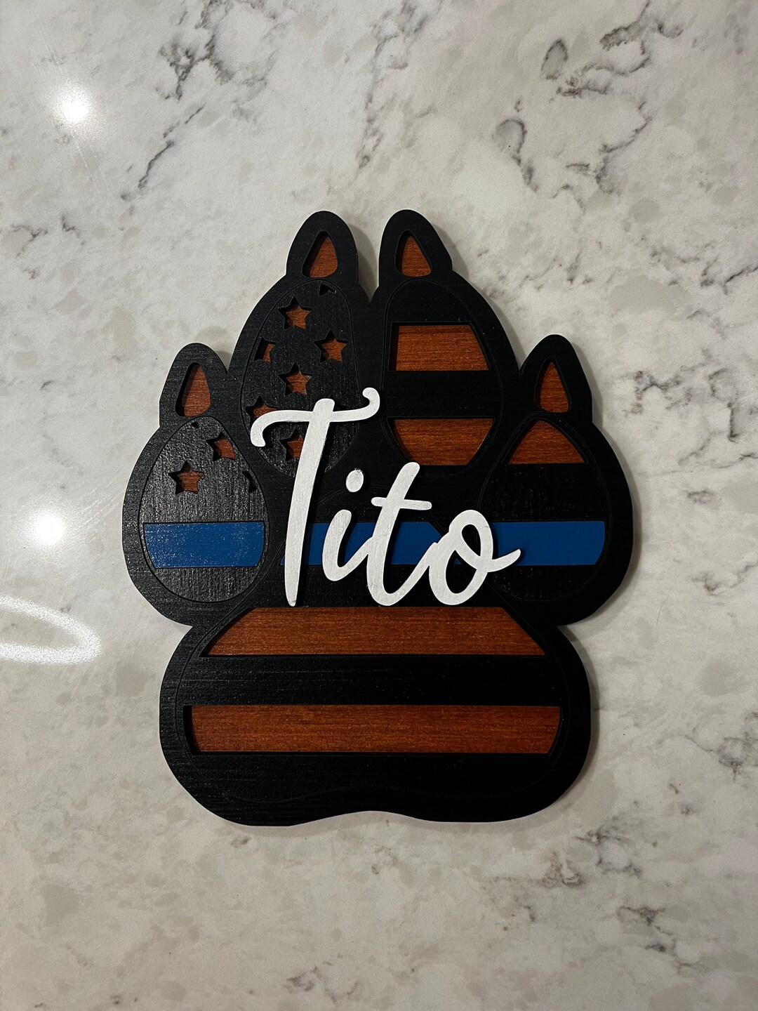 Police K9 Paw, Thin Blue Line, Custom Wood Police Gift, K9 Handler ...