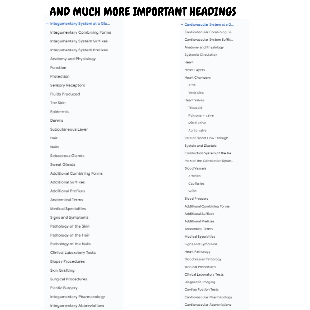 Medical Terminology Notes | 7 Chapters | Organized Printable Cheat ...