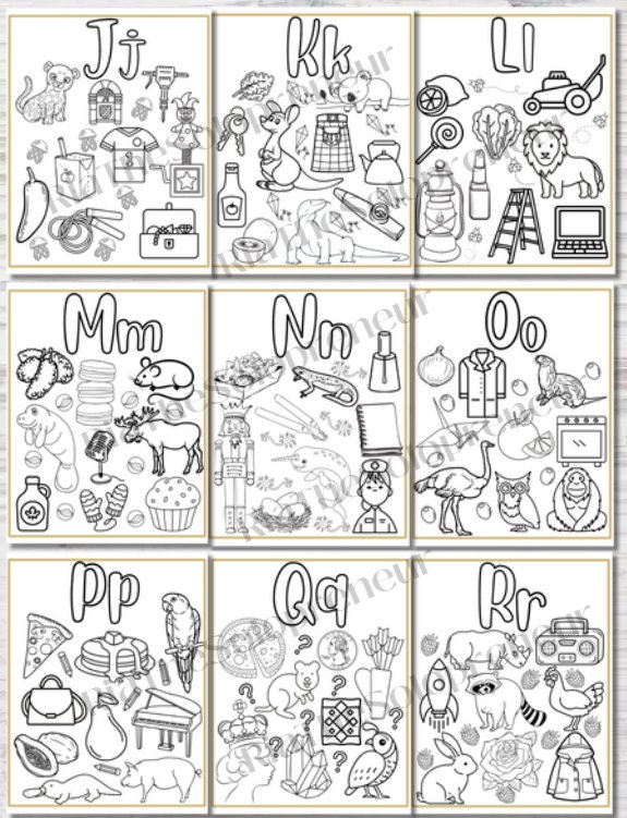 ABC Alphabet Coloring Pages W/ Word Bank | Advanced Educational Nouns ...