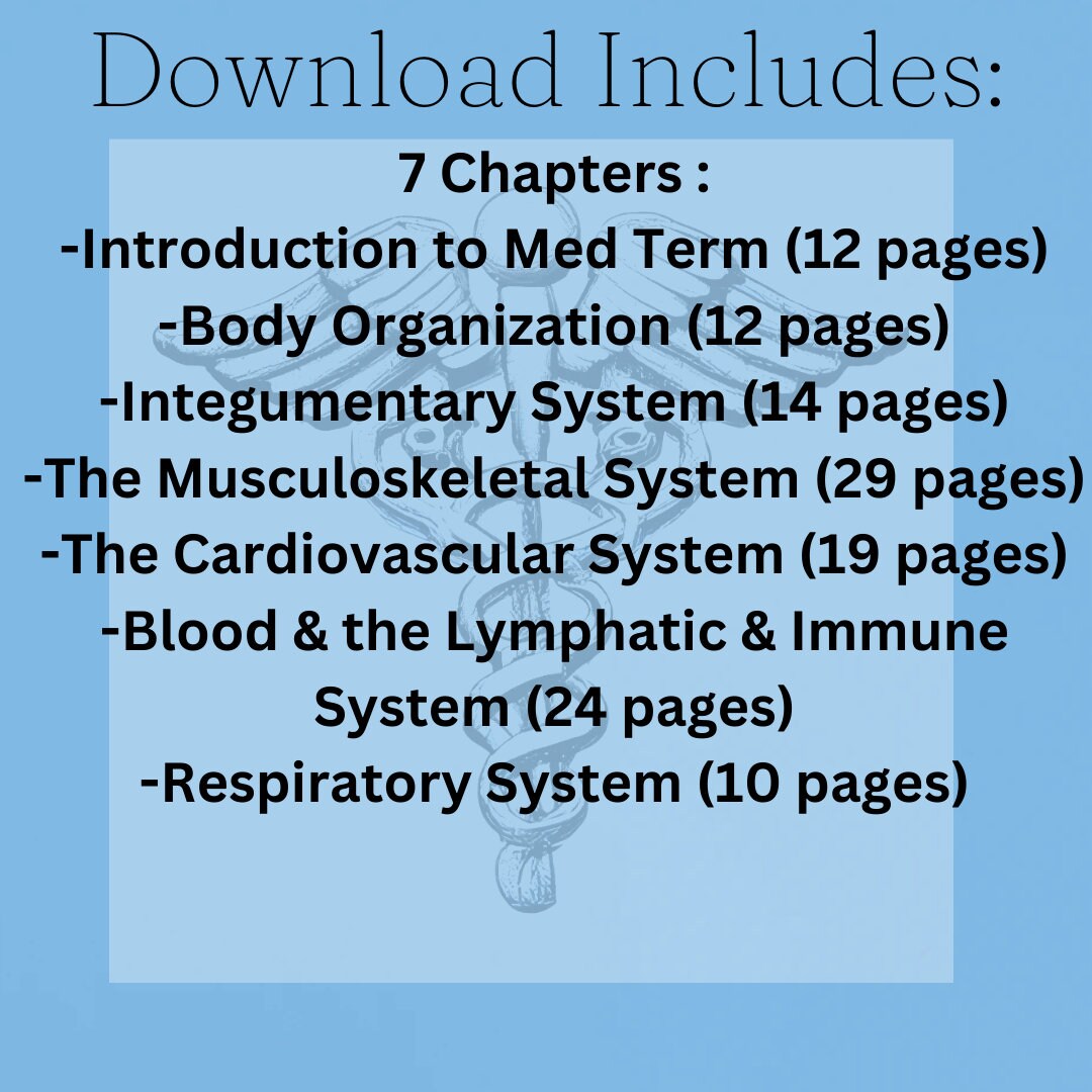 Medical Terminology Notes 7 Chapters Organized Printable Cheat Sheet ...