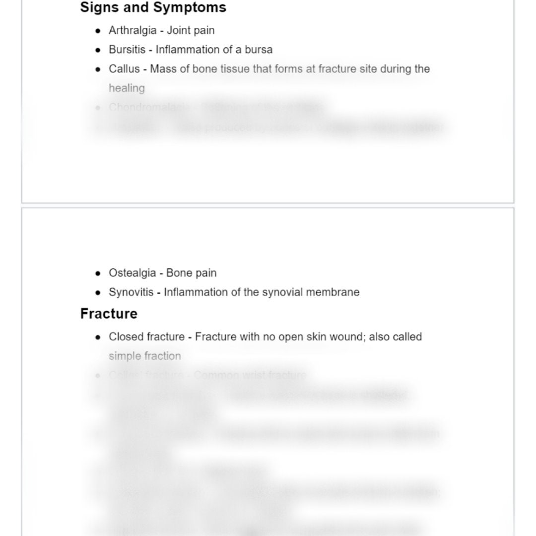 Medical Terminology Notes 7 Chapters Organized Printable Cheat Sheet ...