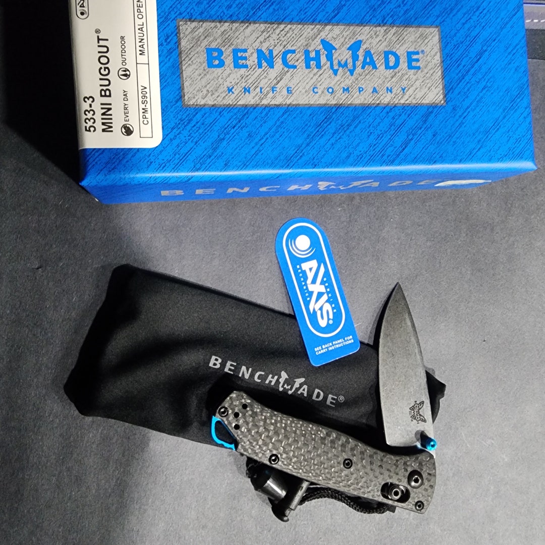 Benchmade Mini Bugout 533-3 Clone Carbon Fiber Handle EDC AXIS Lock ...