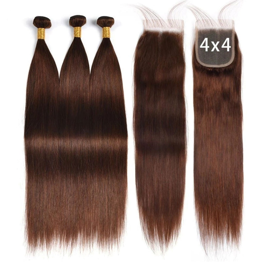 Virgin Straight Hair Bundle With Closure - Etsy