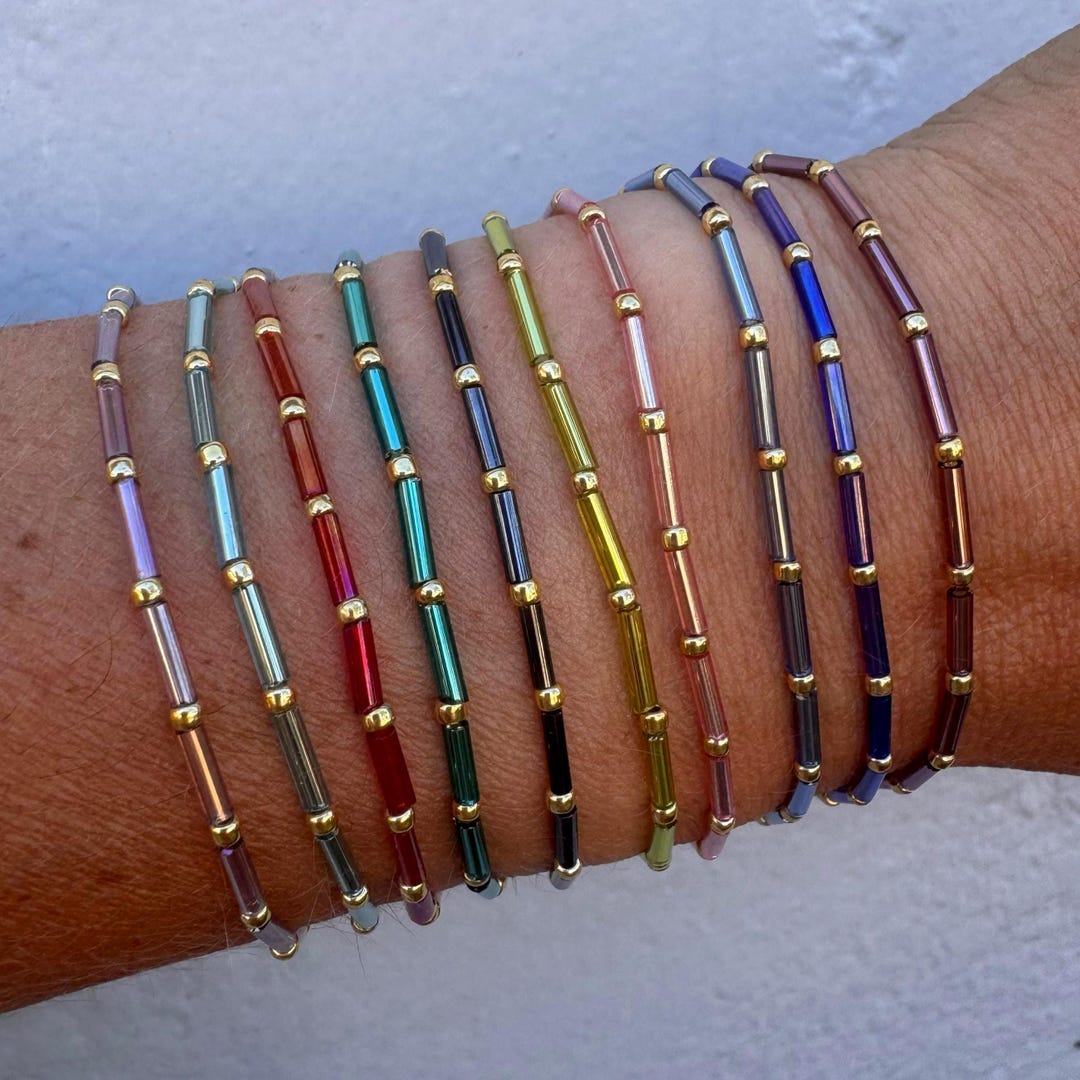 Tiny Tube Bead Bracelets - Customization Available - Etsy