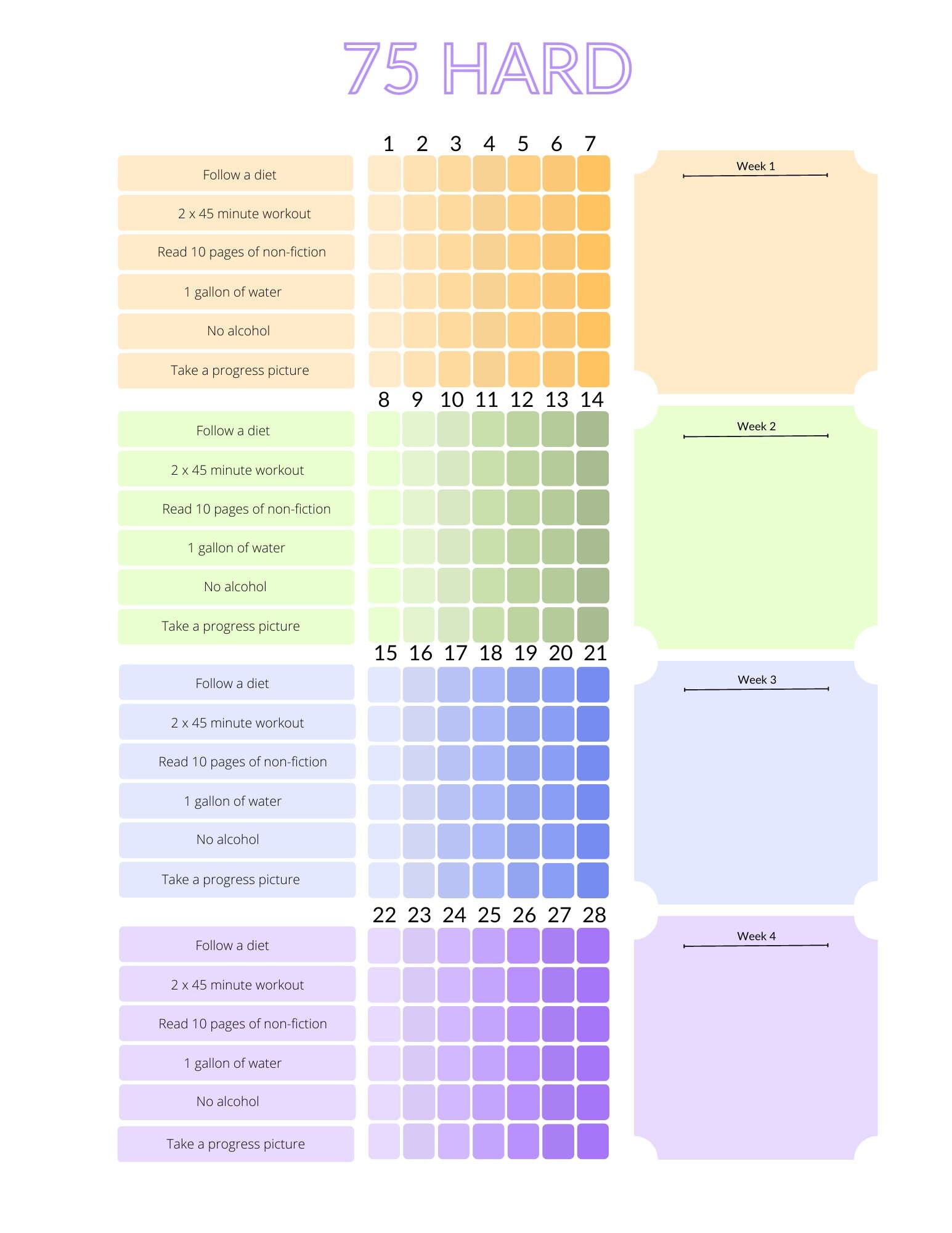 75 Hard Tracker - Etsy