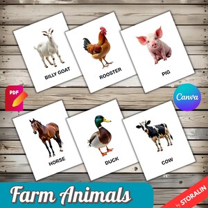 Farm Animal Flash Cards Printable • 22 Realistic Montessori Cards ...