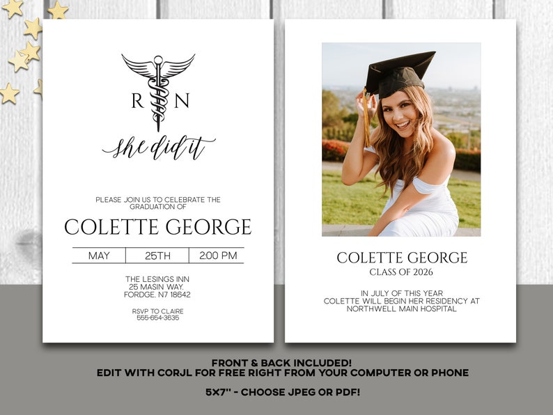 Nurse Graduation Party Invite Modern RN Announcement - Etsy