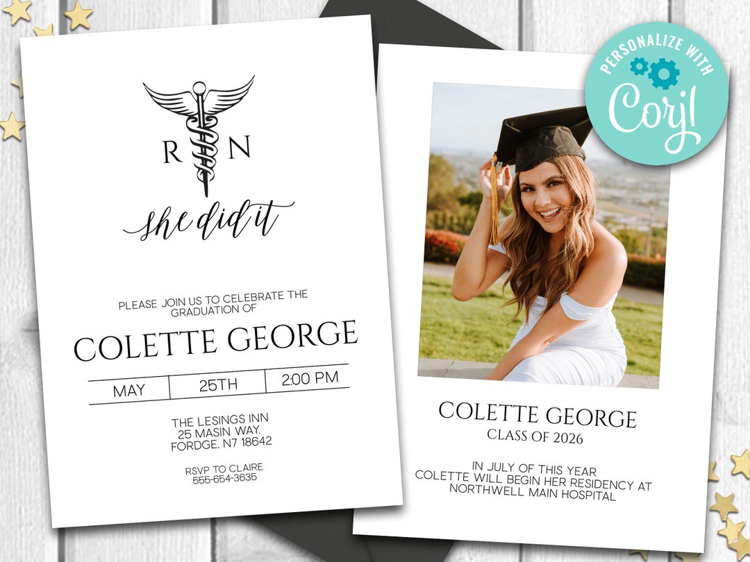 Nurse Graduation Party Invite, Modern RN Announcement, Minimalist Nurse ...