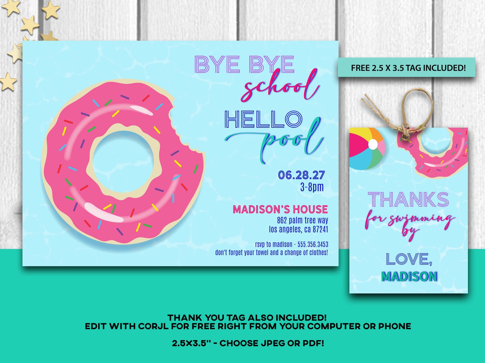 End of School Pool Party Invitation, 80s Pool Party, Summer BBQ Invite ...