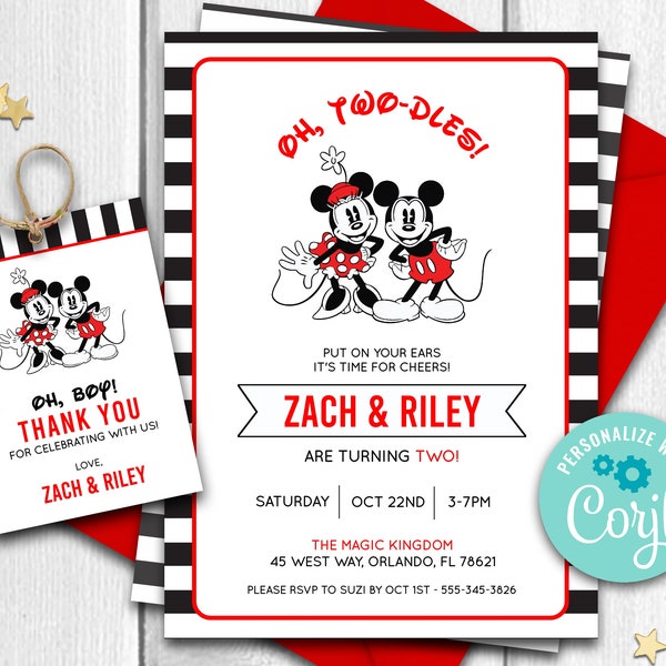 Oh Twoodles Birthday Invitation Template - Etsy