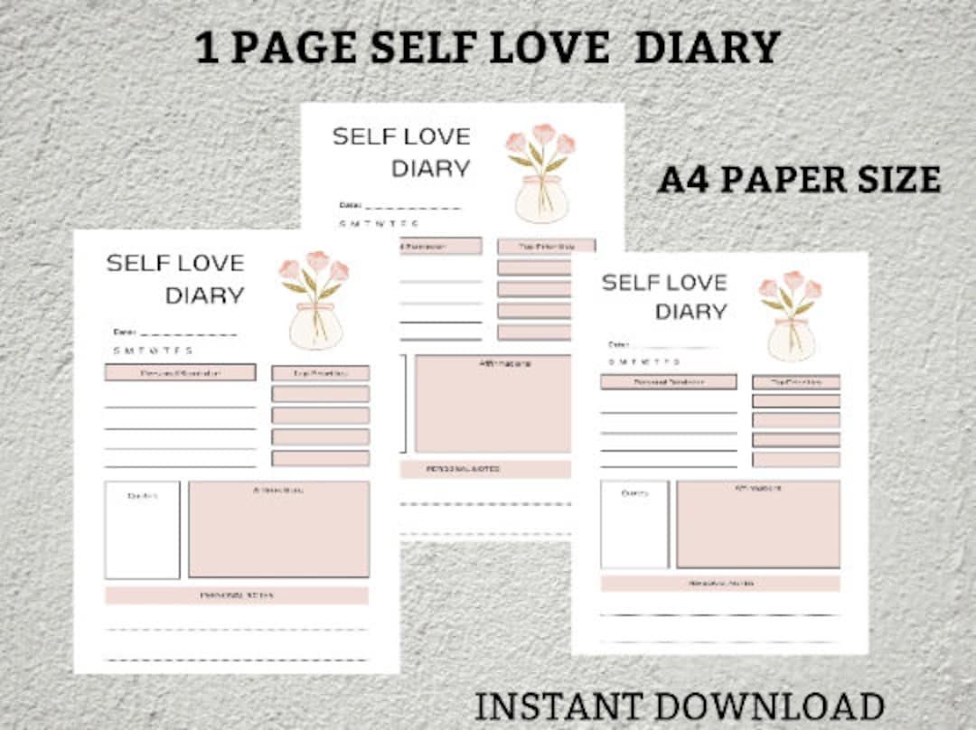 Elegant Self Love Journal Self Love Diary Printable Self Growth Tracker ...
