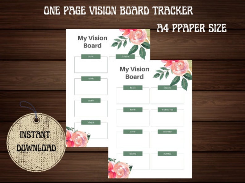 Printable Vision Board Tracker Digital Vision Board Planner Vision ...
