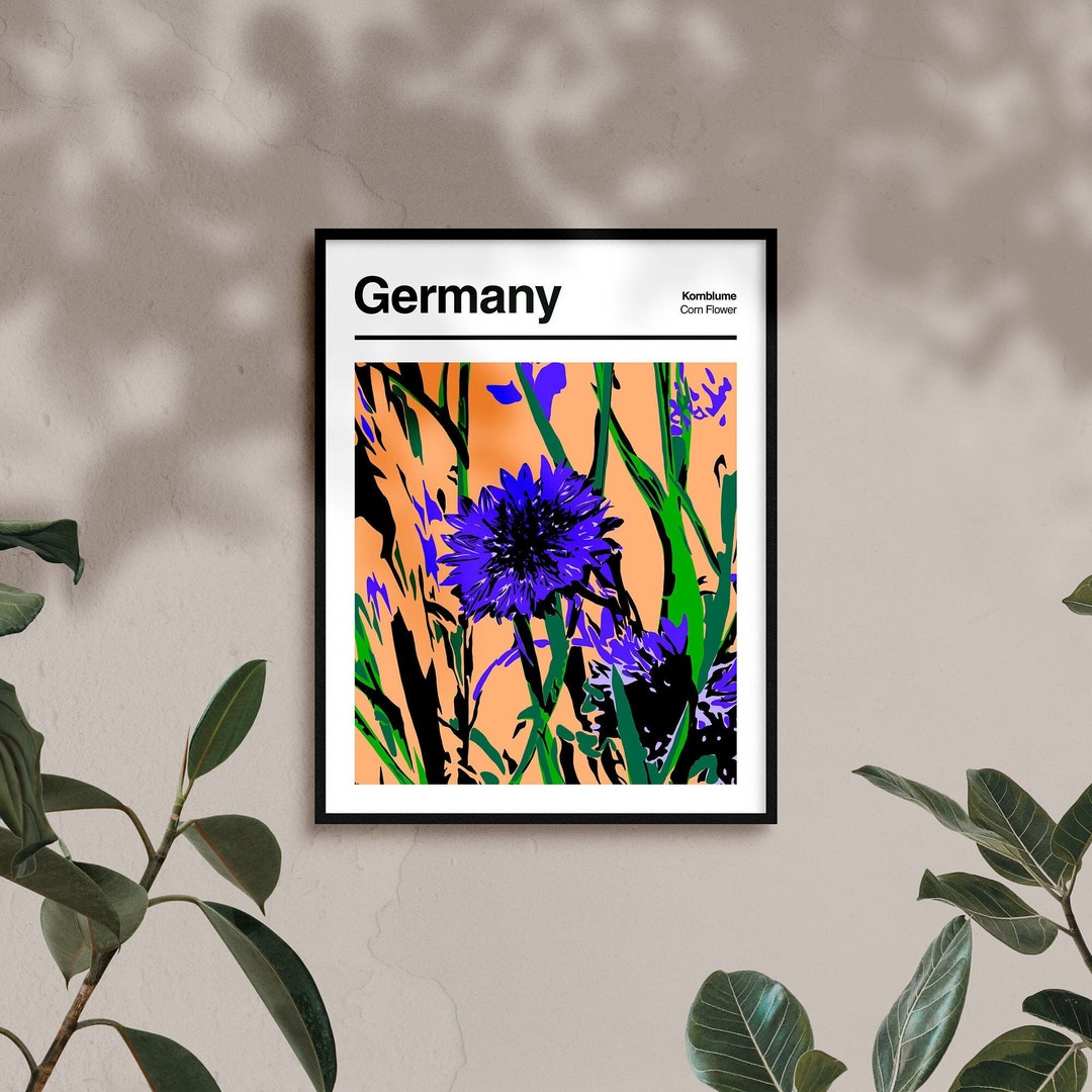 Germany Botanical Poster Art - Botanical Abstract Art Poster, Flower ...