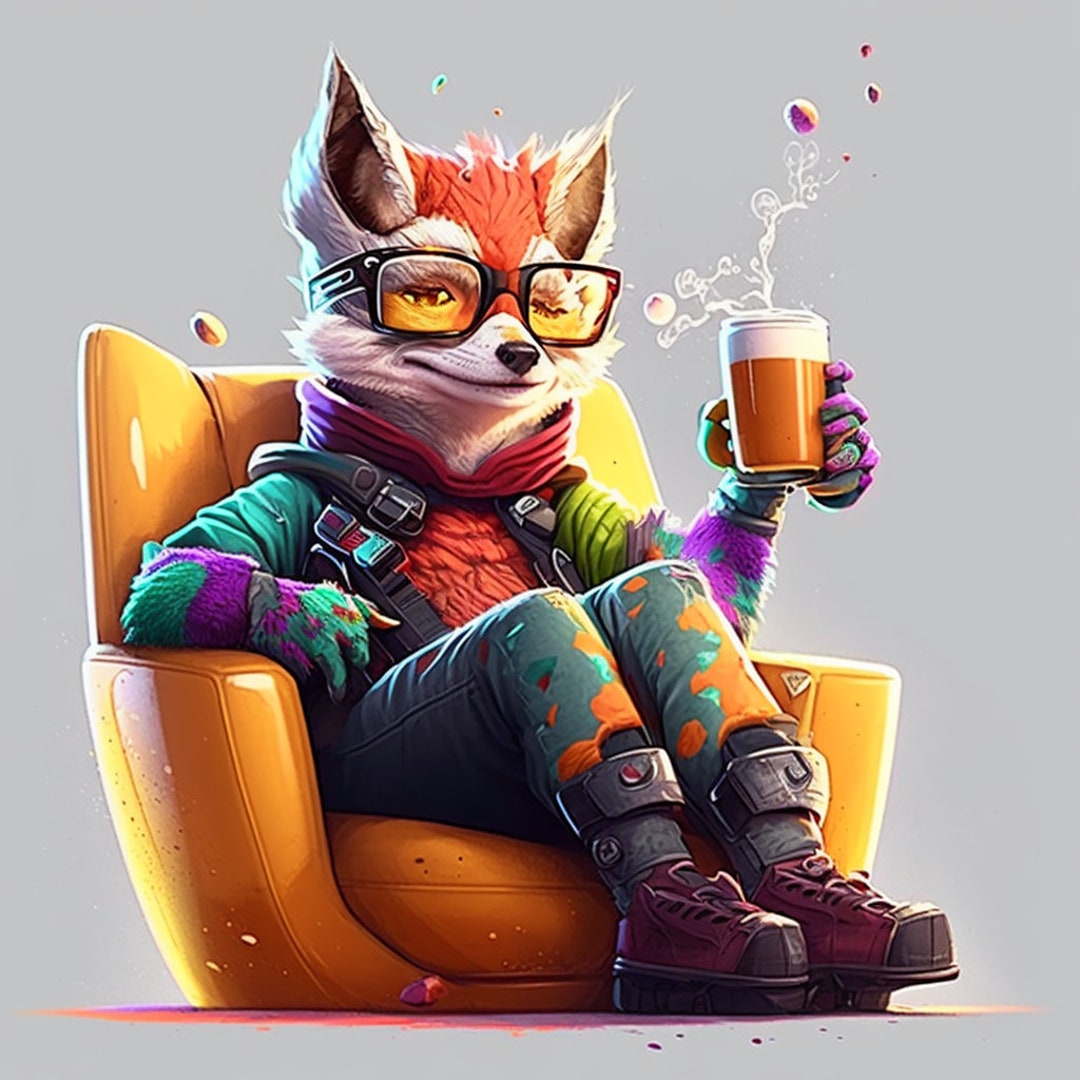 Animal Badass Animal in Leather Chair - Etsy