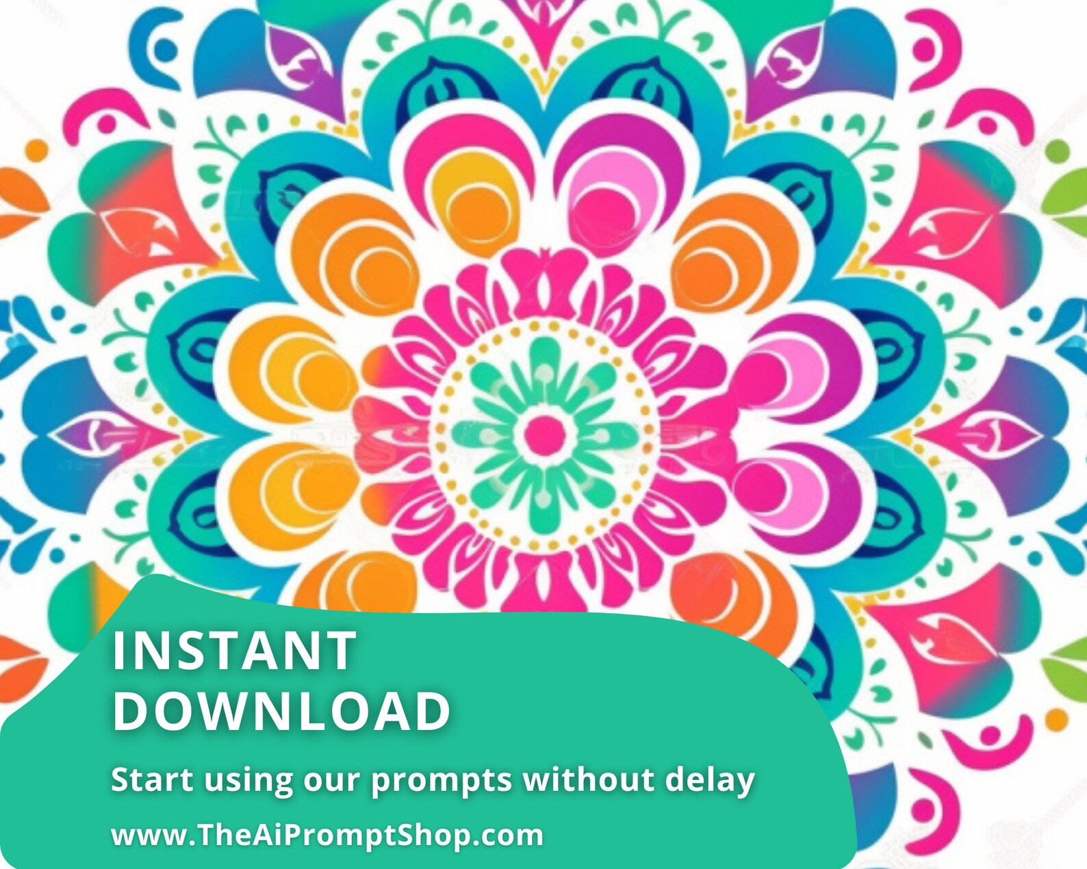 Professional AI Midjourney Prompt for Colorful Floral Mandala, Free ...