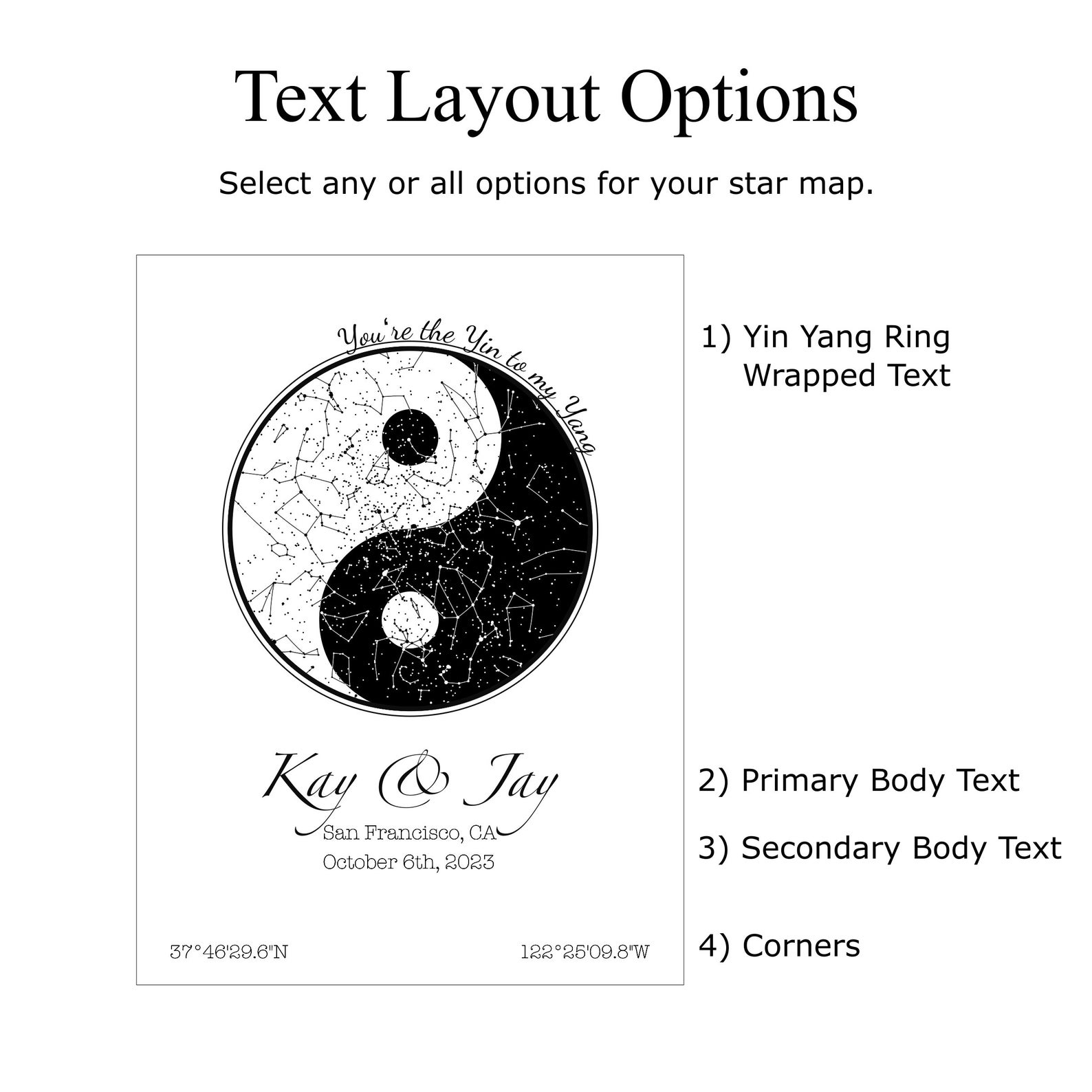 Yin & Yang Star Map - Custom Yinyang Star Chart - Personalized Yin-yang ...