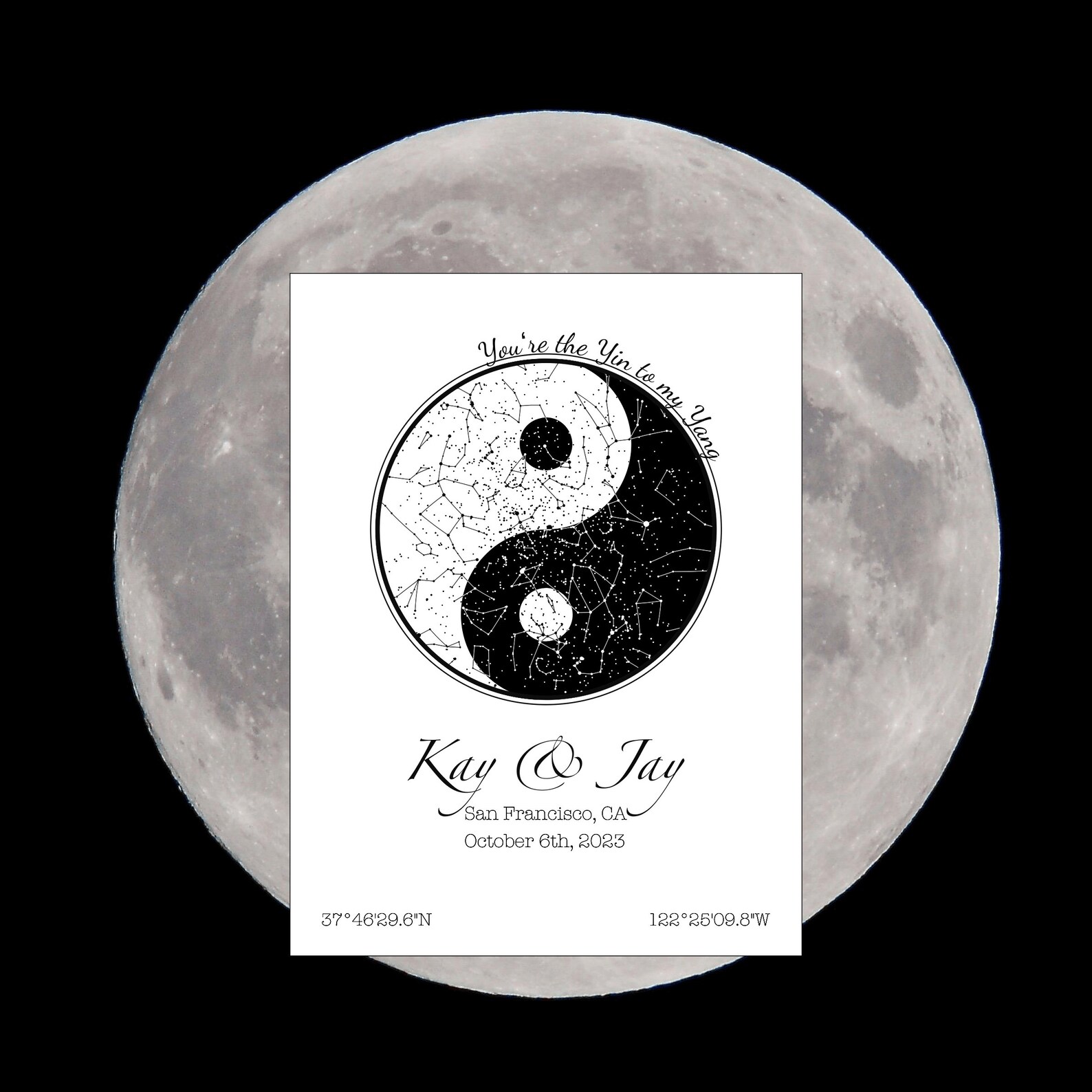 Yin & Yang Star Map - Custom Yinyang Star Chart - Personalized Yin-yang ...