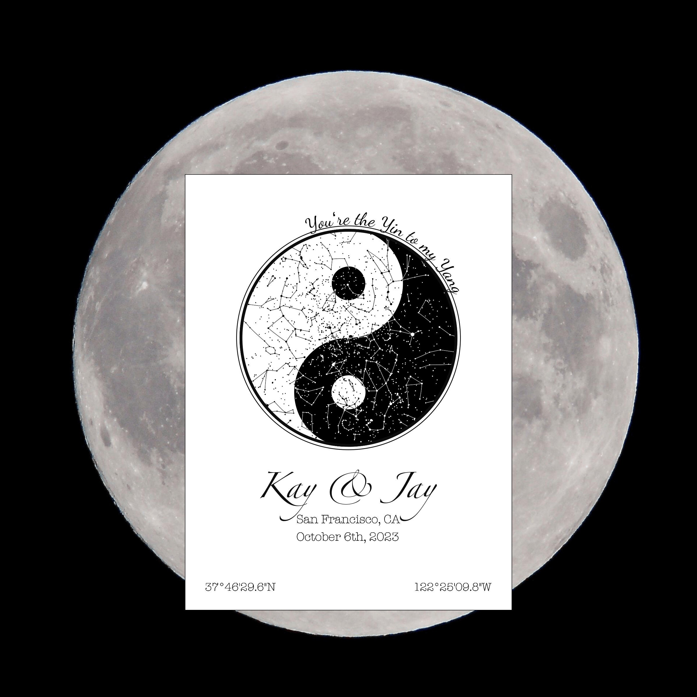 Yin & Yang Star Map - Custom Yinyang Star Chart - Personalized Yin-yang ...