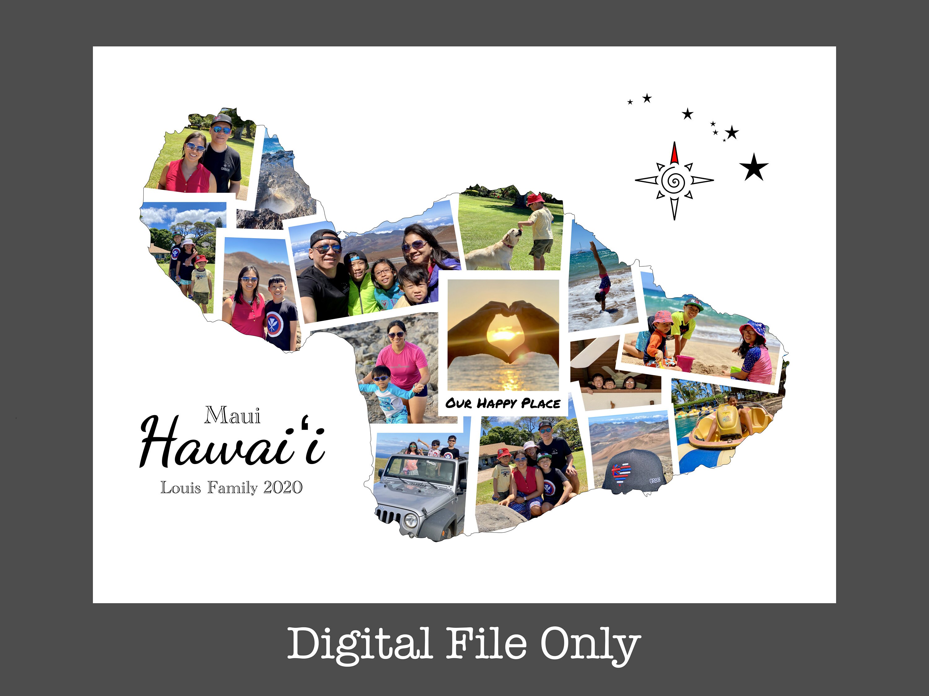 Maui Hawaii Island State Map Photo Collage Personalized - Etsy