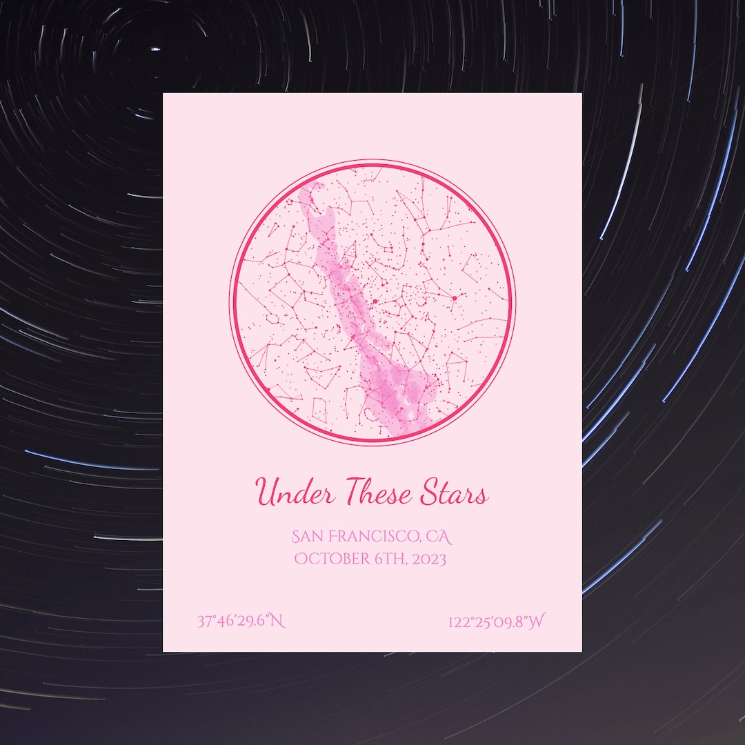 Valentine Vibes Star Map - Custom Star Map - Star Chart - Night Sky ...