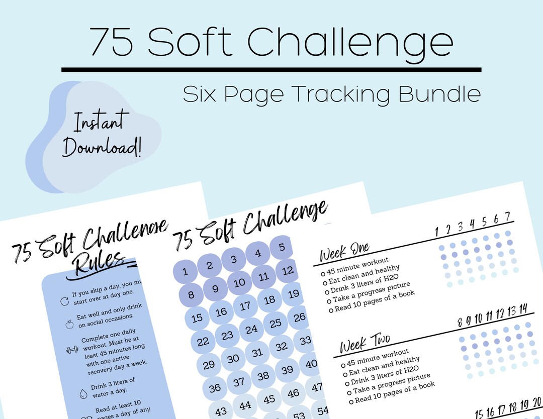 75 Soft Challenge Tracker, Mental Toughness Challenge, Fitness Journal ...
