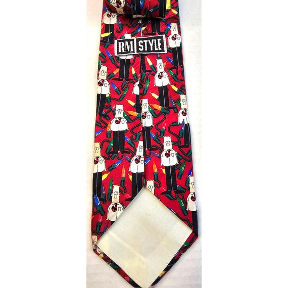 Vintage Dilbert Christmas Lights Silk Tie By RM Style… - Gem