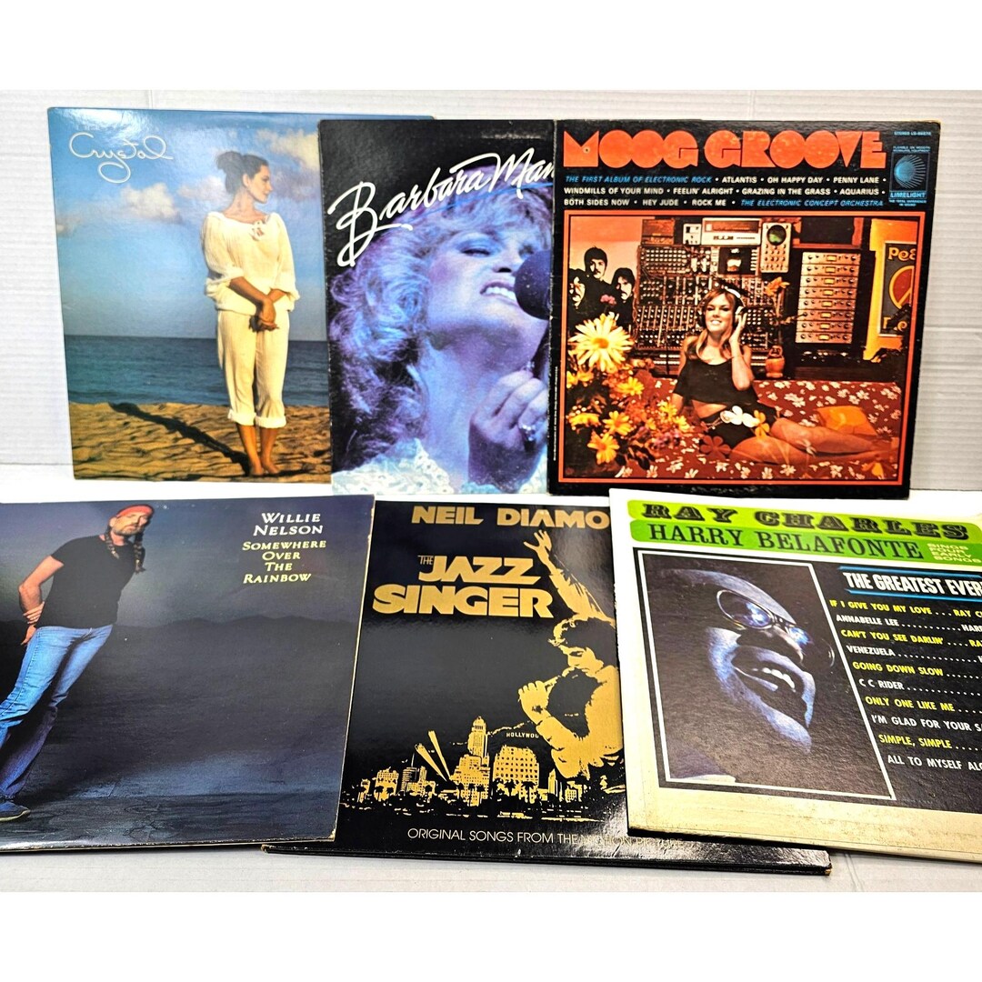 Vtg Vinyl Record Willie Nelson Barbra Mandrell Moog Groove Ray Charles ...