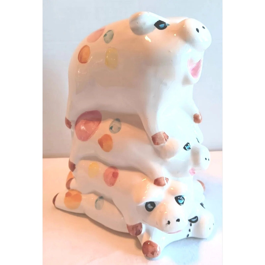 4 Pigs Pyramid Ceramic Polka Dot Coin Piggy Bank 8 Henriksen Imports - Etsy