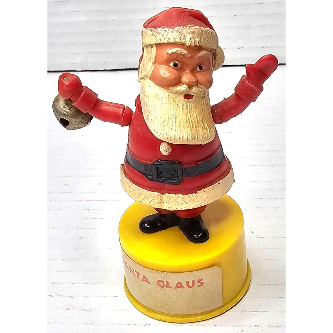 Vintage Kohner Santa Claus Push Button Toy With Bell Christmas Toy ...