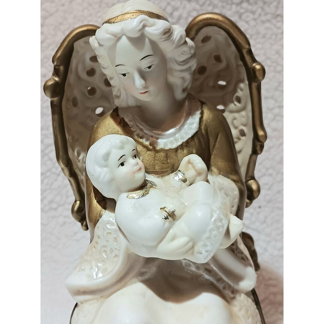 Musical Angel Holding Baby Figurine Plays Silent Night Music Box - Etsy