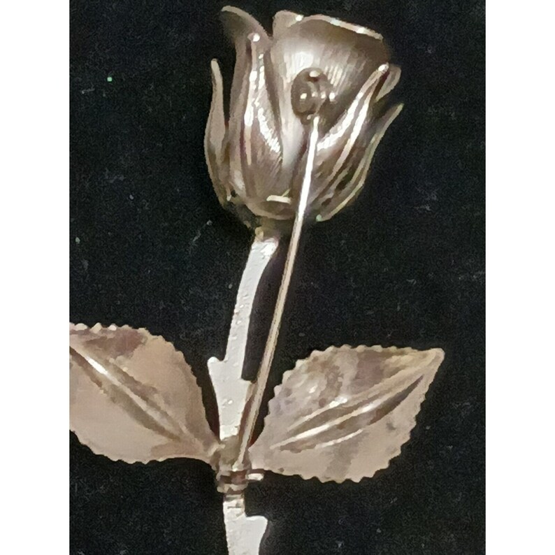 Vintage Large 2 3/4 Inch Silver Toned Long Stemmed Single Rose Brooch ...
