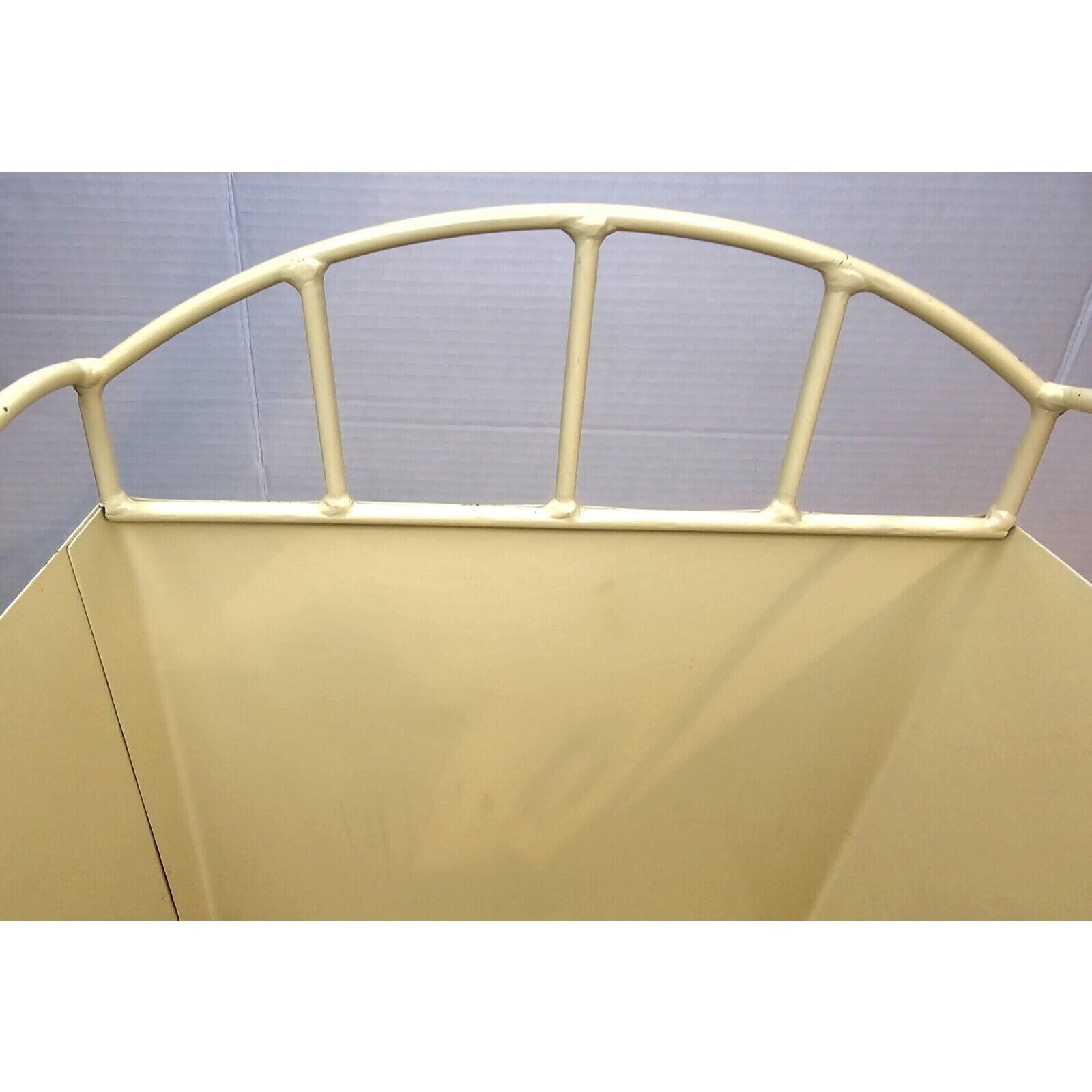 MCM Vintage Metal Decorative Trash Can Heavy Duty Cream/yellow 15.5x11 ...